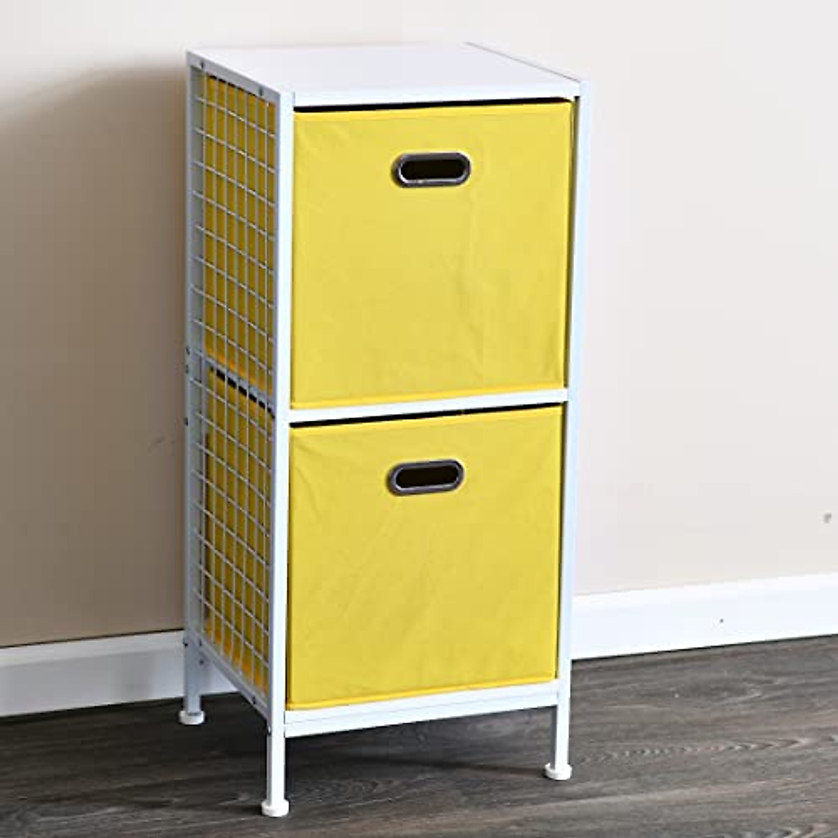 Household Essentials, Golden Yellow 2 Pack Open Storage Bins with Dual Handles, 13 x 12 x 13