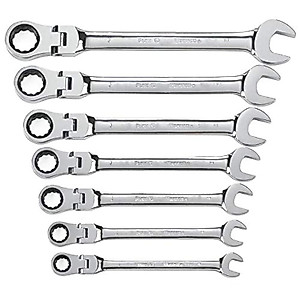XtremepowerUS 7-Piece Flex-Head Ratcheting Combination Wrench Set, Wrenches with 72-Tooth, SAE 3/8" To 3/4" Set