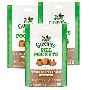 greenies Bundle Pack Pill Pocket Tablet for Dogs (3 Pack) Flavored Dog Treats (90 Tablets) Bundle Dental Chew Treats (Peanut Butter)
