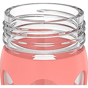 Lifefactory 22-Ounce Glass Water Bottle with Active Flip Cap and Protective Silicone Sleeve, Cantaloupe