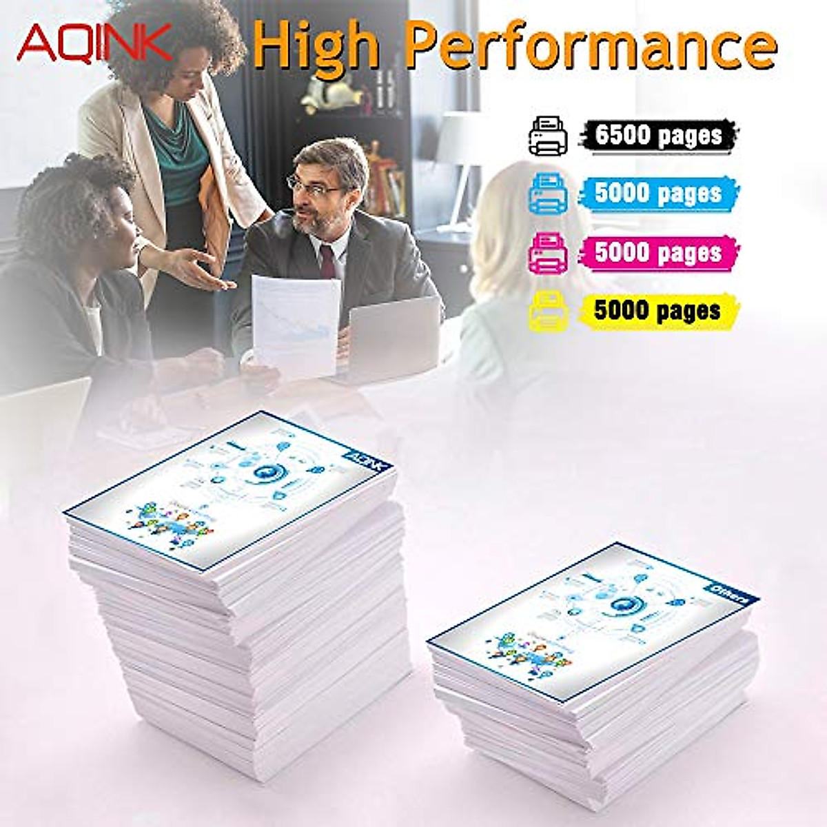 AQINK 508X Toner Combo Replacement for 508A CF360X 508X CF360X CF361X CF362X CF363X 508A Toner Cartridge fits for Enterprise M553N M553DN M553X M533 M552DN M577dn M577Z M577 Printers (4PK/BCMY)