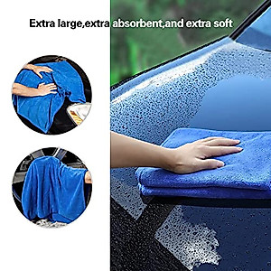 Lusaya Multipurpose Microfiber Towel,Professional Grade car wash Towels ( 2 Pieces 27.5 x 65 ) , Super Absorbent Microfiber Car Towel, for Car, Truck, Locomotive, Yacht，Special Motor Vehicle(Blue, 2)