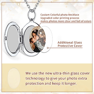ChicSilver Personalized Oval Locket Necklace That Holds Pictures 925 Sterling Silver Custom Engraved Memory Photo Lockets 22 Inch Chain Custom Necklaces for Women