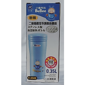 BuBee F-350E Stainless Steel Vacuum Insulated Travel Mug/Tumbler, 0.35 Liter, Blue, Pink