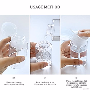 Nail Polish Remover Pump, YAMYONE 2 Pack Acetone Pump Dispenser, Alcohol Dispenser Push Down Empty Lockable Pump Dispenser Bottle for Nail Polish and Makeup Remover, 200ml(6.8oz)