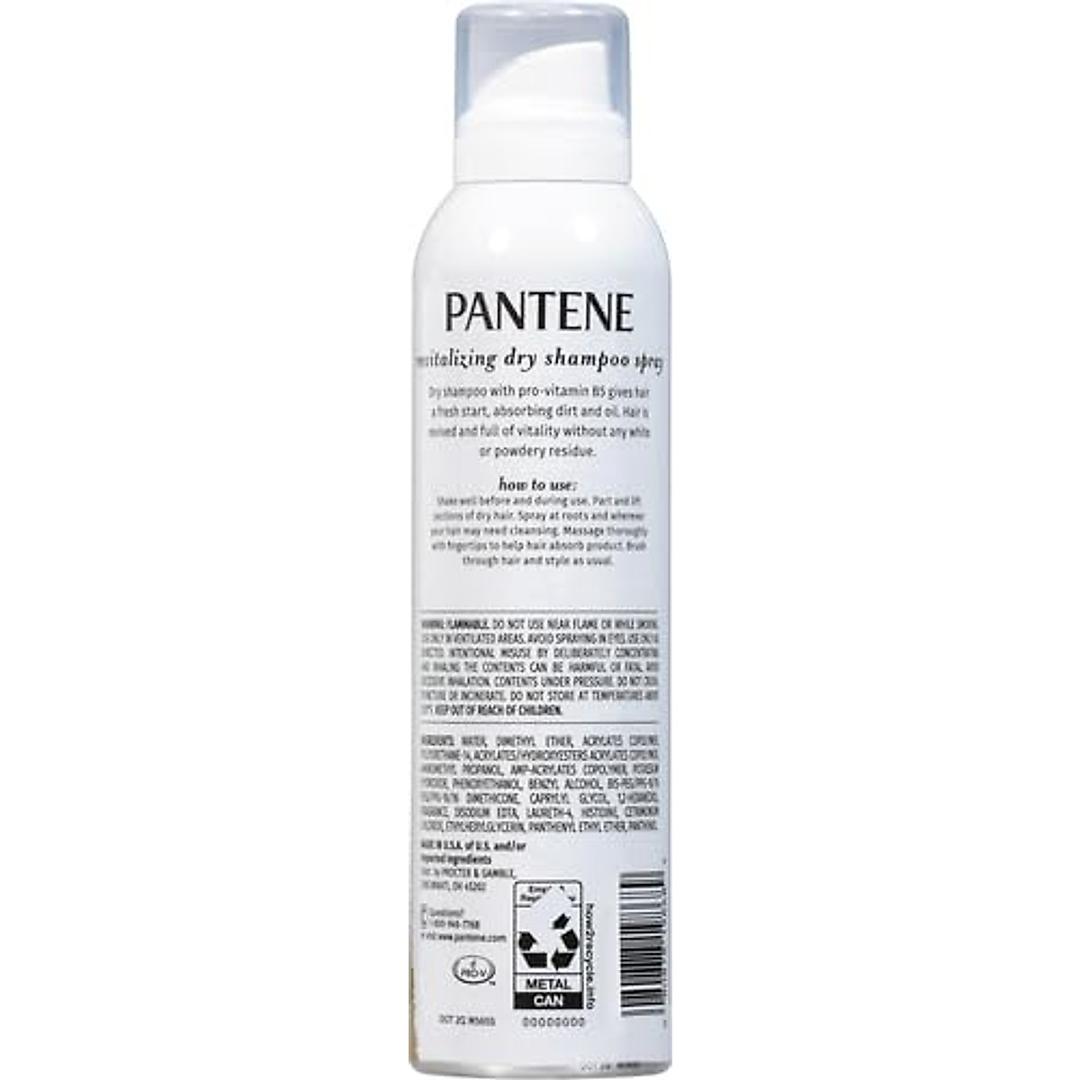 Pantene Pro-V Refresh Dry Shampoo Spray, Volumizing and Cleansing with Vitamin B5, for Fine, Thin and Color Treated Hair, 4.2 oz