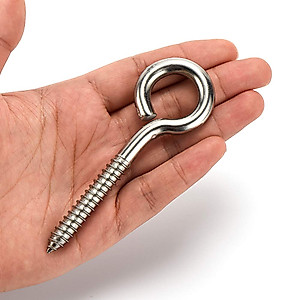 HOME MASTER HARDWARE Stainless Steel Eye Hooks, 10 Pack, Heavy Duty, Rust Resistant, 4.25 Inch, Indoor Outdoor Use