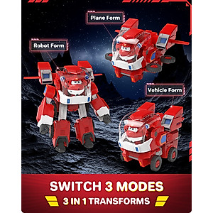 Super Wings Toys, 7 Inch Jett's Super Mecha Transforming Robot, Transforming from Toy Plane to Robot just 14 Steps, Action Figures Toy for Kids Ages 3 and Up, Gifts for Boys and Girls