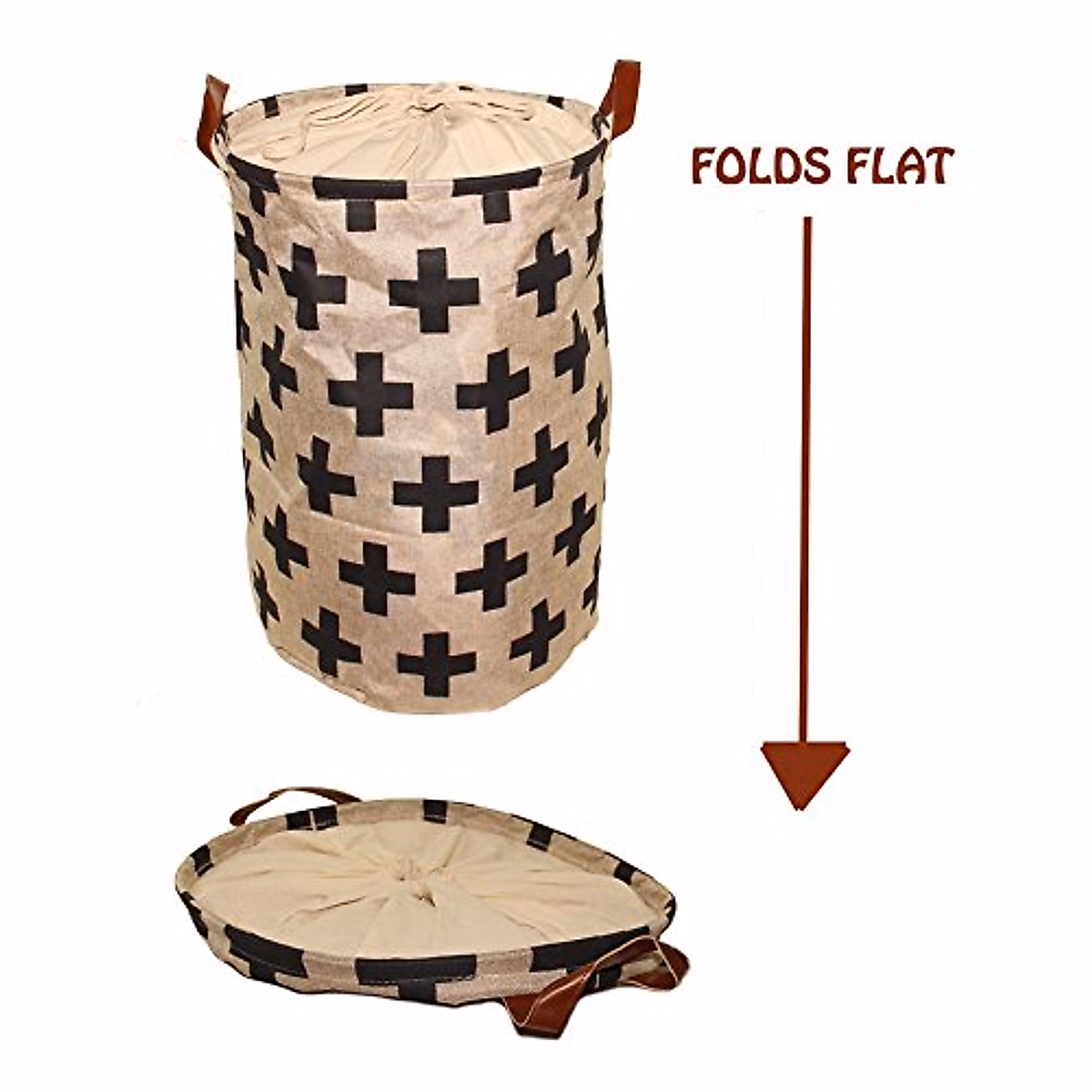 Laundry Basket Fabric Collapsible Extra Large Round Storage Bin 22 Inches - Great for Clothes, Laundry, Toys, Baby Nursery