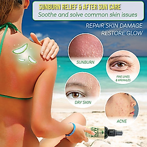 Green Leaf Naturals Aloe Vera Spray | 99% Cold-Pressed Aloe Vera Juice with Vitamin C, E & A | Hair, Skin, Facial Moisturizer, Sunburn Relief & After Sun Lotion 8oz