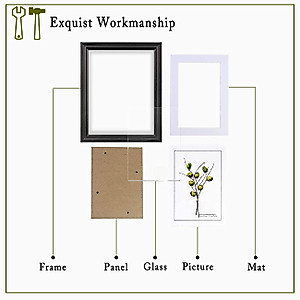 11x14 Picture Frames Black,Display Picture 8x10 with Mat,Set of 2,HD Plexiglass Photo Frame for Wall Mounting