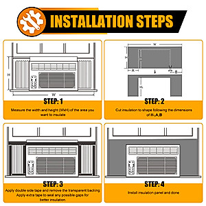 LBG Products Window Air Conditioner Side Panels,48" Extended Width Full Surround AC Foam Panel for Indoor Window AC Units,Summer and Winter Window Seal Cover,Black