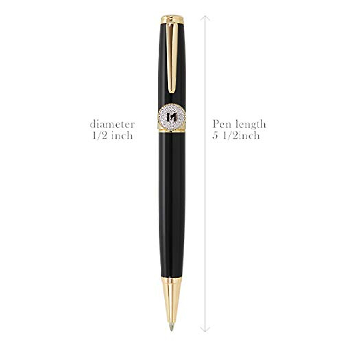BIJOUX BOBBI [Premium Quality Pen with Individualized Letter Embellishment - Letter S - Black/Gold