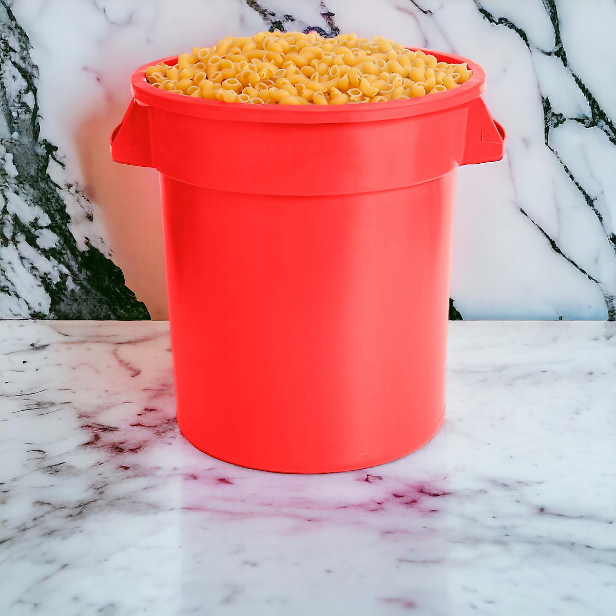 Round Trash bin with Lid Garbage can outdoor Heavy duty trash can Industrial trash can Yard trash can Shop trash can Large garbage cans Trash barrels Garbage drum Kitchen trash bin (Red, 10 Gallon)