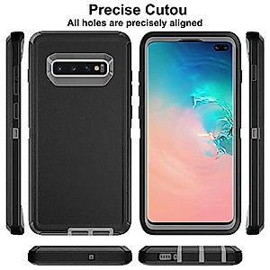 HONG-AMY for Galaxy S10 Plus Case, S10 Plus Case with Self Healing Flexible TPU Screen Protector [2 Pack], 3 in 1 Full Body Shockproof Heavy Duty Case for Samsung Galaxy S10 Plus (Black/Grey)
