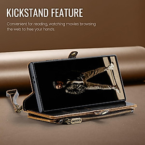 Defencase Compatible with Galaxy A54 5G Case Wallet with RFID Blocking Card Holder for Women Men, PU Leather Magnetic Snap Flip Zipper Strap Wallet Phone Case Fit for Samsung Galaxy A54 5G, Coffee