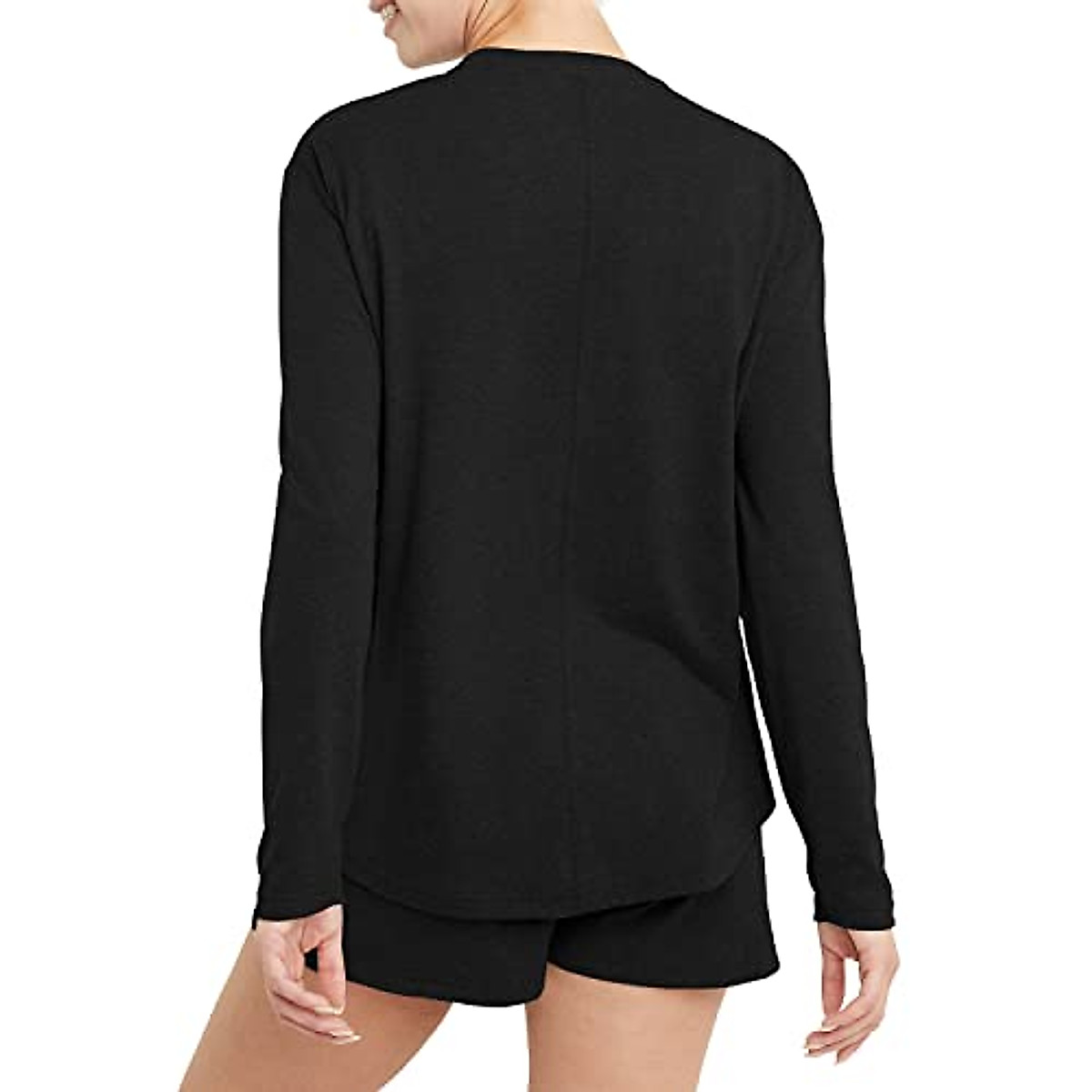 Hanes Originals Tri-Blend Long-Sleeve T-Shirt, Crewneck Tee for Women, Relaxed Fit, Black, X Large