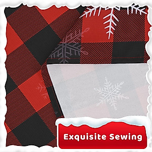 Alishomtll Christmas Tablecloth Oval 60x84 Inch, Red and Black Checkered Table Cloth Oval Tables for Christmas Decor, Snowflake Waterproof Table Decorations