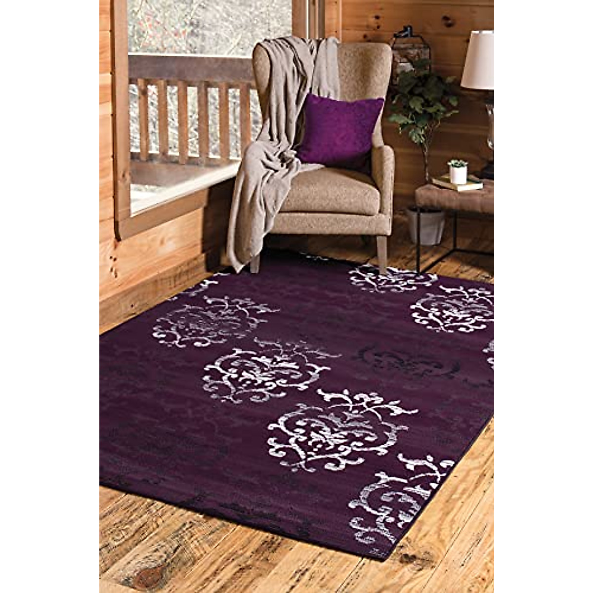 United Weavers Dallas Countess Accent Rug – Lilac, 2x3, Transitional Indoor Area Rug with Abstract Medallion Pattern, Jute Backing