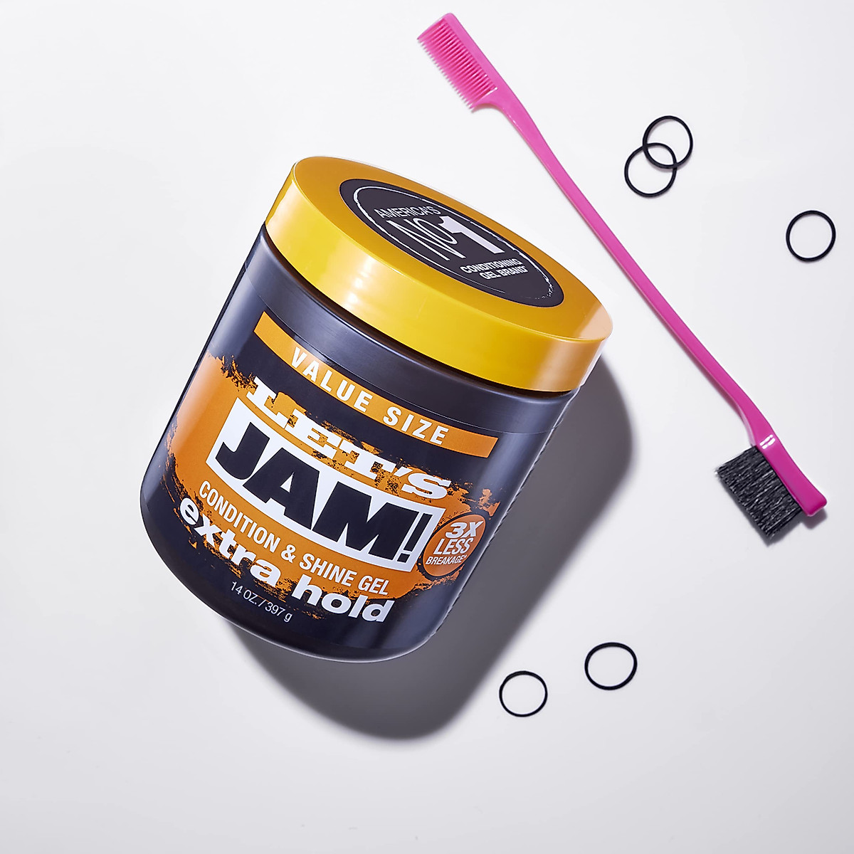 SoftSheen-Carson Let's Jam! Shining and Conditioning Hair Gel by Dark and Lovely, Extra Hold, All Hair Types, Styling Gel Great for Braiding, Twisting & Smooth Edges, Extra Hold, 14 oz