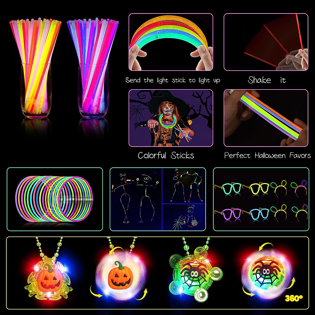 iRugosa hapfyer 124PCS Halloween Party Favors for Kids, Glow in the Dark Halloween Toys Bulk for Halloween Treat Bags Goodies Bags Fillers/Halloween Gifts Party Supplies