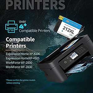 212XL Ink Cartridges Remanufactured Epson 212 Ink Cartridges for Epson 212XL T212XL for use with Expression Home XP-4100 XP-4105 Workforce WF-2850 WF-2830 Printer (4-Pack)