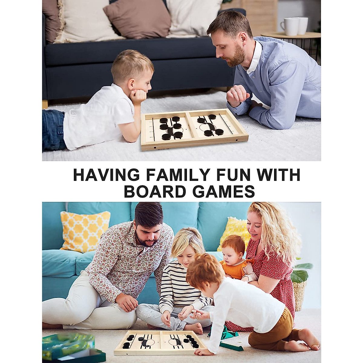 Fast Sling Puck Game, Slingshot Games Toy, Larger Wooden Hockey Game Sling Puck, Super Winner Board Games Toys for Adults, Kids, Parent-Child Interactive Chess Toy Board Table Game