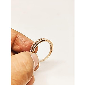 Tishya Jewellers 1.5Ct Chocolate & White Diamond Wedding Anniversary Band Ring 14K Rose Gold Over (7)