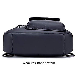 BULLCAPTAIN Genuine Leather Men Sling Bag Travel Crossbody Chest Bag Large Capacity Casual Hiking Daypack (Black)