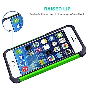 Jeylly iPhone SE Case (1st gen - 2016), iPhone 5S Cover, Shock Absorbing Hard Plastic Outer + Rubber Silicone Inner Scratch Defender Bumper Rugged Hard Case Cover for Apple iPhone SE/5S - Green