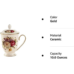 Ceramic Mug, Tea Mugs For Women，China Tea Cup With Lid, Flower Tea Cup, Suitable For Making Tea, Cold Drinks, Hot Drinks, Coffee, Etc, 10oz (about 300ml)