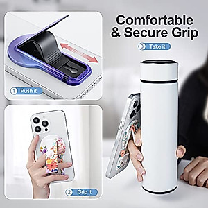 Kingxbar MagSafe Compatible Phone Stand, Magnetic Phone Grip, Handy Phone Strap Holder for iPhone 14, iPhone 13, iPhone 12 Series, Compatible with MagSafe Phone Case (Floral Pink)