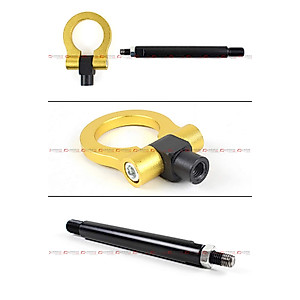 Cuztom Tuning Fits for 2016-2019 Chevy Camaro LS LT SS ZL1 Black Gold Bumper Folding Ring Screw on Type Tow Hook