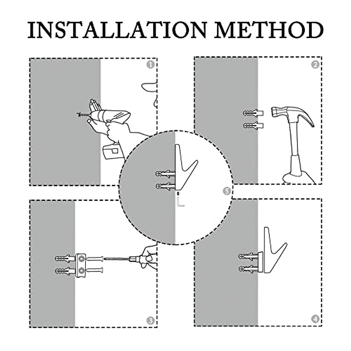 Potaosey 4PC Black Single Coat Hooks, Wall Mounted Single Towel Hook.Modern Style Hook for Bedroom Living Room Bathroom Fitting Room Office