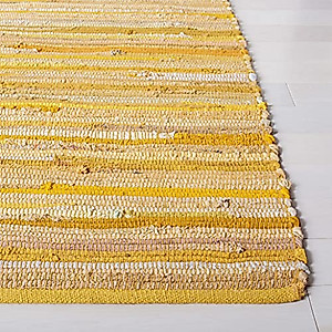 SAFAVIEH Rag Rug Collection Accent Rug - 3' x 5', Yellow & Multi, Handmade Boho Stripe Cotton, Ideal for High Traffic Areas in Entryway, Living Room, Bedroom (RAR130H)