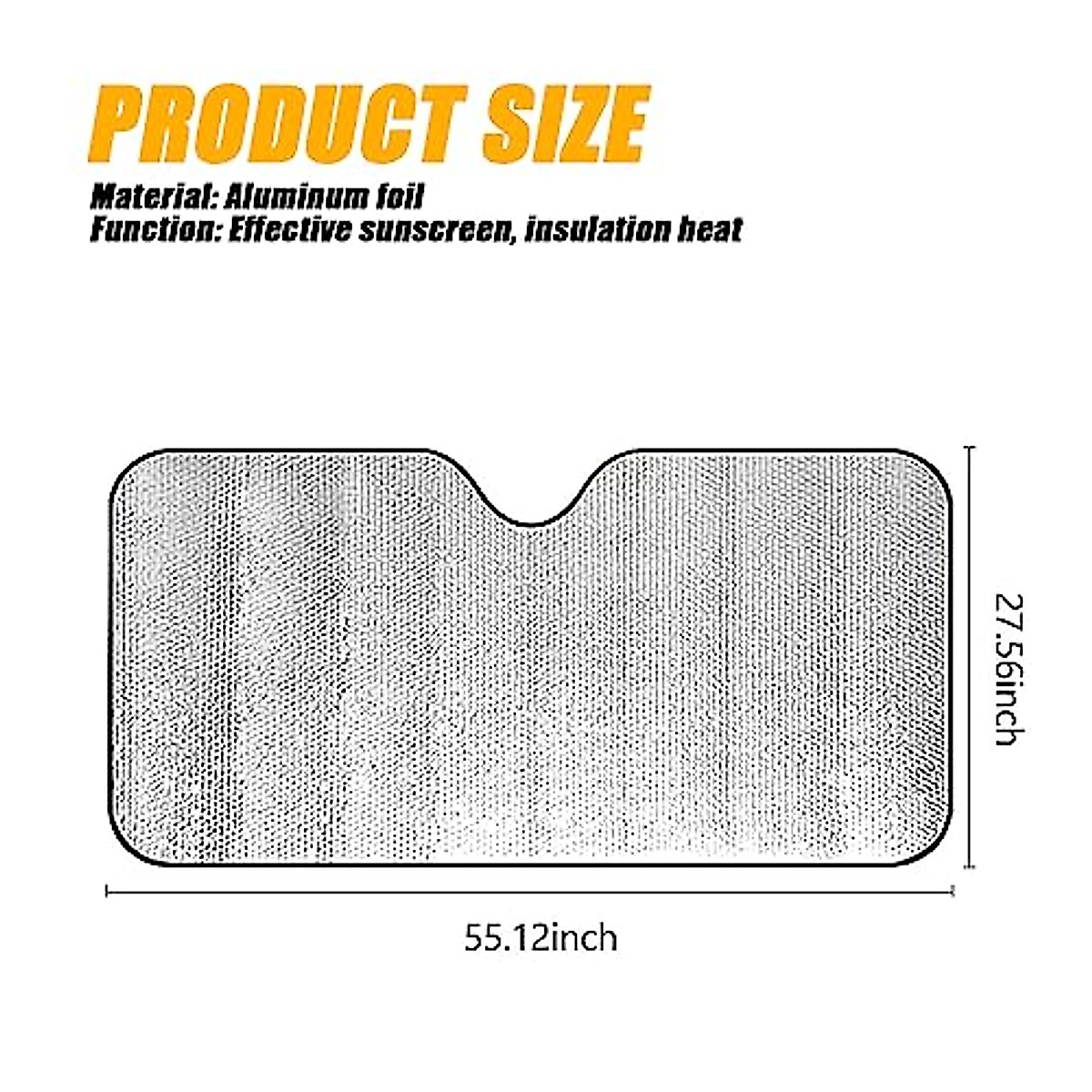 gunhunt 1 PC Car Windshield Sunshade, Silver Foldable Reflective Sun Visor, Front Window Sun Protector Cover, Sunlightproof Bubble Insulation Board, Fits Car, Small Sedan, SUV (55.1In x 27.5In)