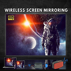 [BATTERY] AAXA P400+ Short Throw Native 1080p Smart LED Mini Projector with 2 Hour Battery, Streaming Apps, 5G WiFi, Android 9.0, BT5.0, Wireless Mirroring for iPhone, HDMI