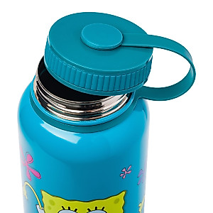 Silver Buffalo Spongebob Sup Fishes Stainless Steel Water Bottle With Twist Lid, 42 Ounces