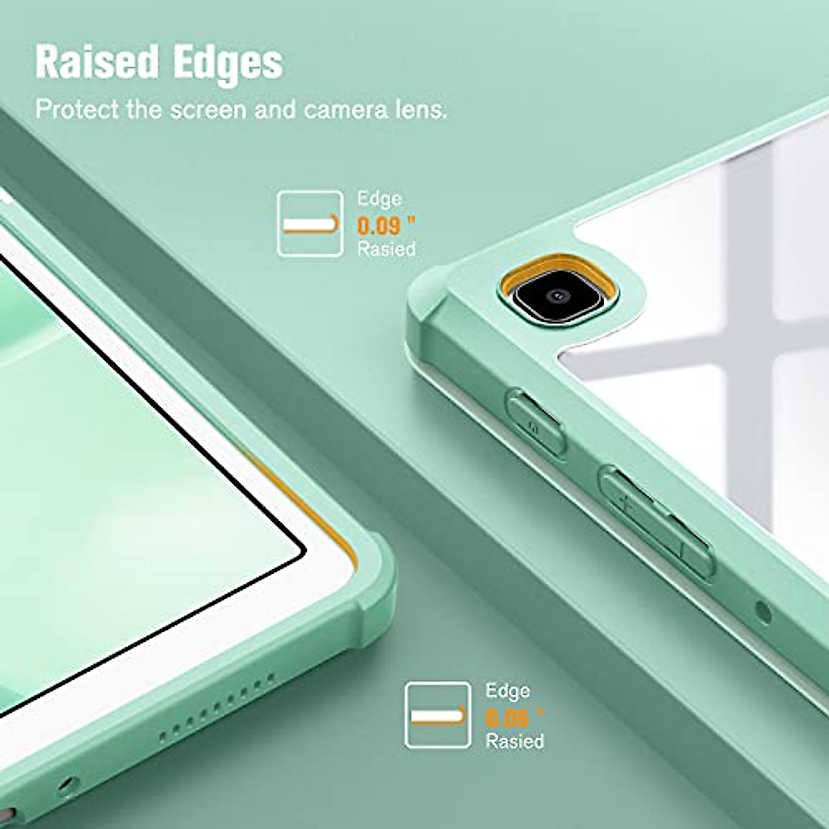 Fintie Hybrid Slim Case for Samsung Galaxy Tab A7 Lite 8.7 Inch 2021 Model (SM-T220/T225/T227), Shockproof Cover with Clear Transparent Back Shell, Green