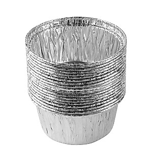 PLASTICPRO 3.5'' Inch Round Ramekins Muffin Cups Tin Foil Cupcake Pans Disposable Aluminum, Freezer & Oven Safe Pack of 20