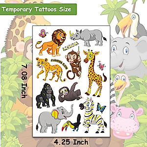 Hohamn Glitter Animal Temporary Tattoos for Kids - 50 Styles Zoo Jungle Animal Fake Tattoos for Boys Girls Birthday Party Supplies, Baby Shower