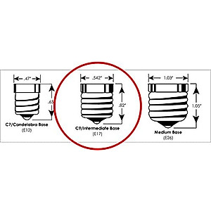 25 Pack C9 Christmas Replacement Light Bulbs - Steady Burning - 7 Watt, Extended Life, Nickel Plated E17 Base - Great for Christmas Lights, Decorative Incandescent Lights (Transparent Multi)