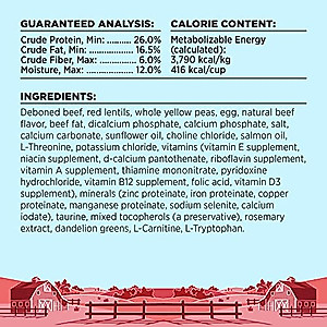 BIXBI Liberty Grain Free Dry Dog Food, Beef, 4 lbs - Fresh Meat, No Meat Meal, No Fillers - Gently Steamed & Cooked - No Soy, Corn, Rice or Wheat for Easy Digestion - USA Made