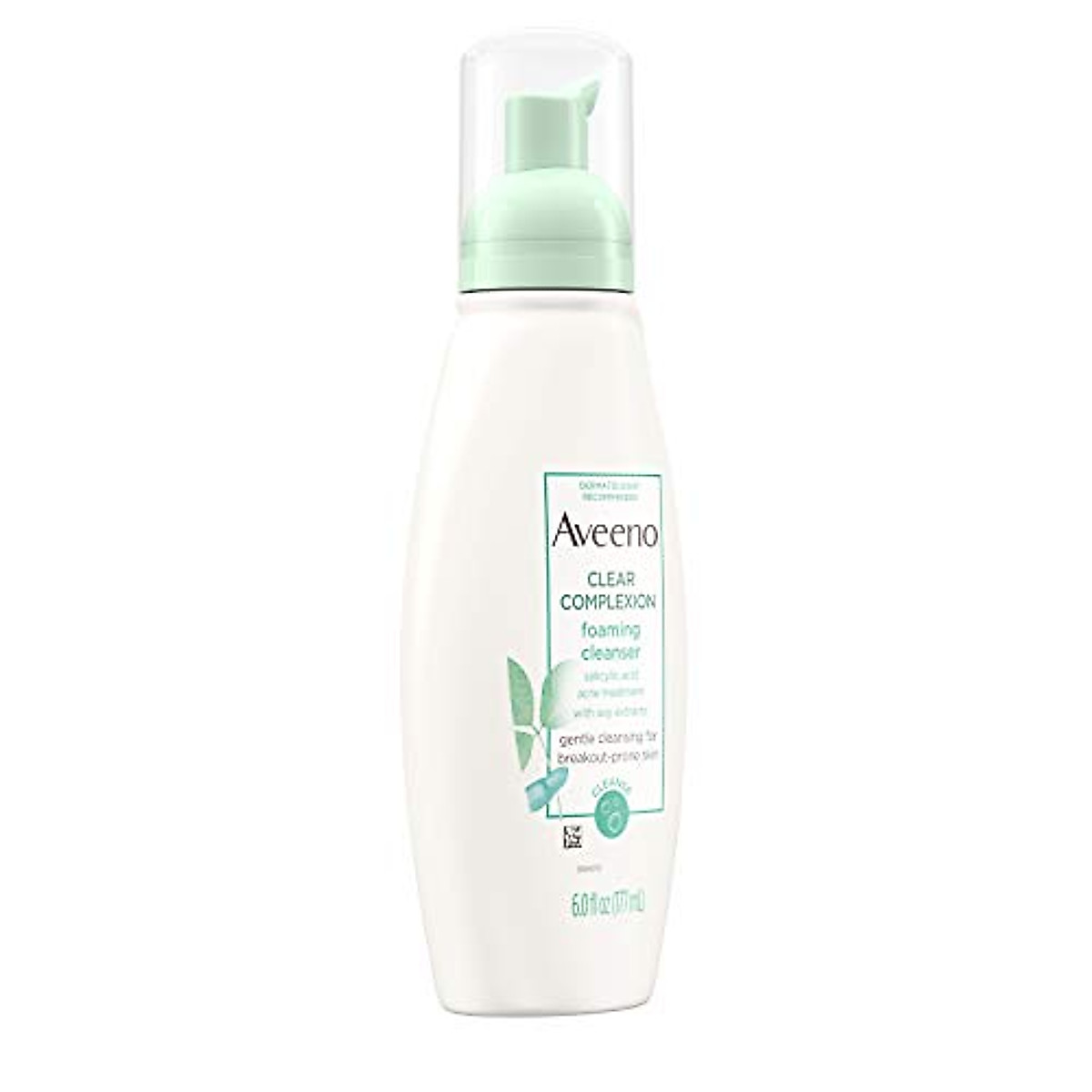 Aveeno Clear Complexion Foaming Facial Cleanser, Scentless, 6 Fl Oz (Pack of 1) Package may vary
