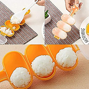 DZHT Rice Ball Molds, DIY Rice Baller Shakers Lunch Maker Mould, Onigiri Mold, Ball Shaped Kitchen Tools Food Decor for Kids, Rice Ball Mold Shaker Sushi Maker Mould with a Mini Rice Paddle (1 Set)