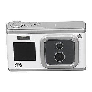Compact Digital Camera, Autofocus 50MP and 30MP Digital Camera Built in Flash for Vlog (White)