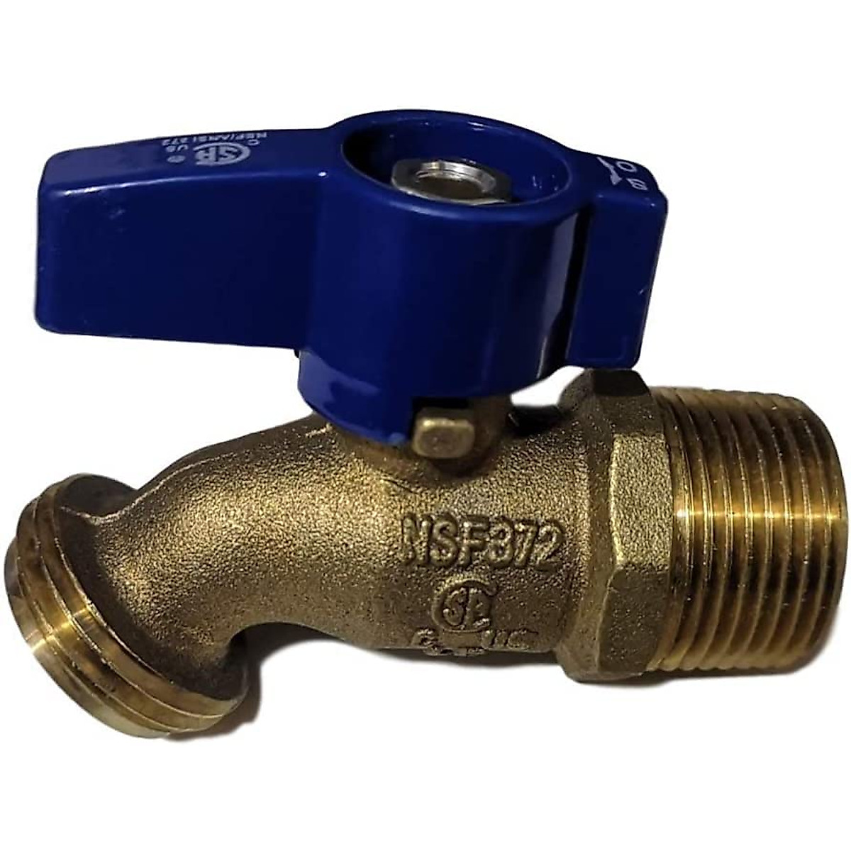 2 Pieces XFITTING 3/4'' Male NPT x 3/4'' Garden Hose Threaded Hose Bibb No Kink, Blue Handle, 3/4'' MNPT, 3/4'' ght