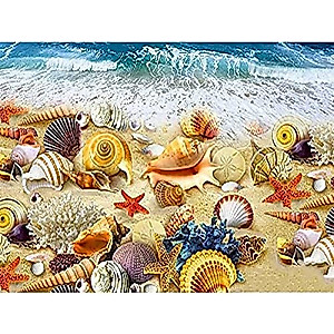 Eiialerm Stamped Cross-Stitch Kits Beach Shells 11CT Printed Beginners Cross Stitch Kits, Embroidery Kits for Adults Wall Art Home Decoration -16x20 Inch