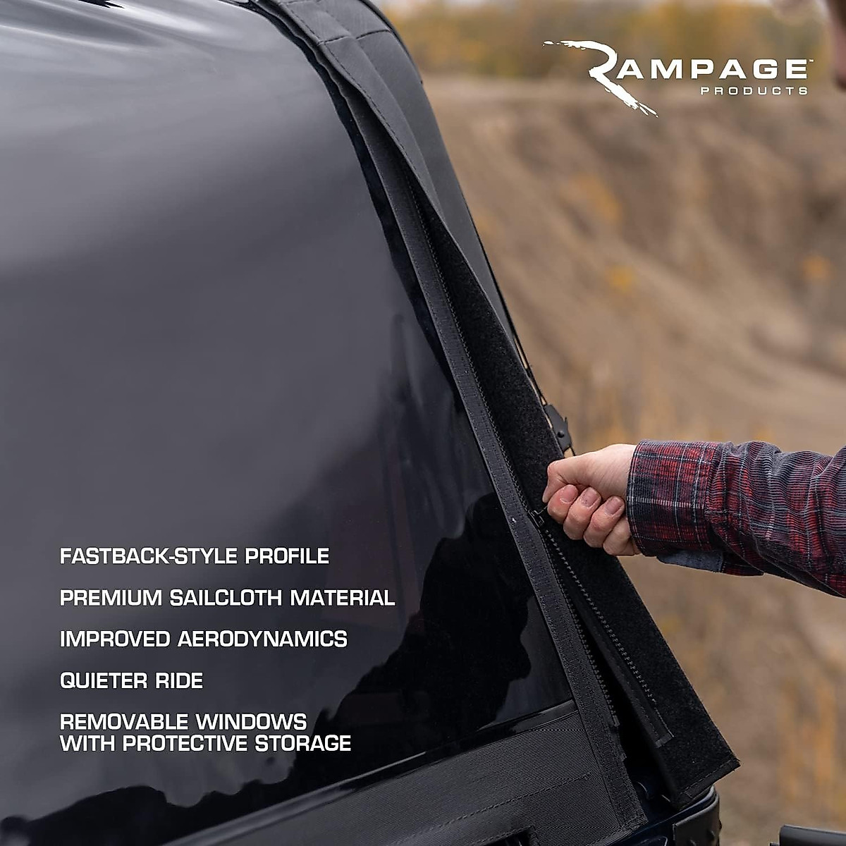 Rampage Frameless Trail Top | Vinyl, Spice Denim Color with Tinted Windows | 109517 | Fits 1997 - 2006 Jeep Wrangler TJ