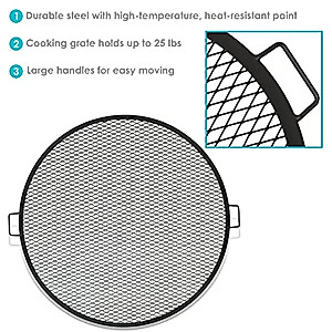 Sunnydaze Decor Fire Pit Cooking Grill, X-Marks BBQ Grate,Black,40 Inch